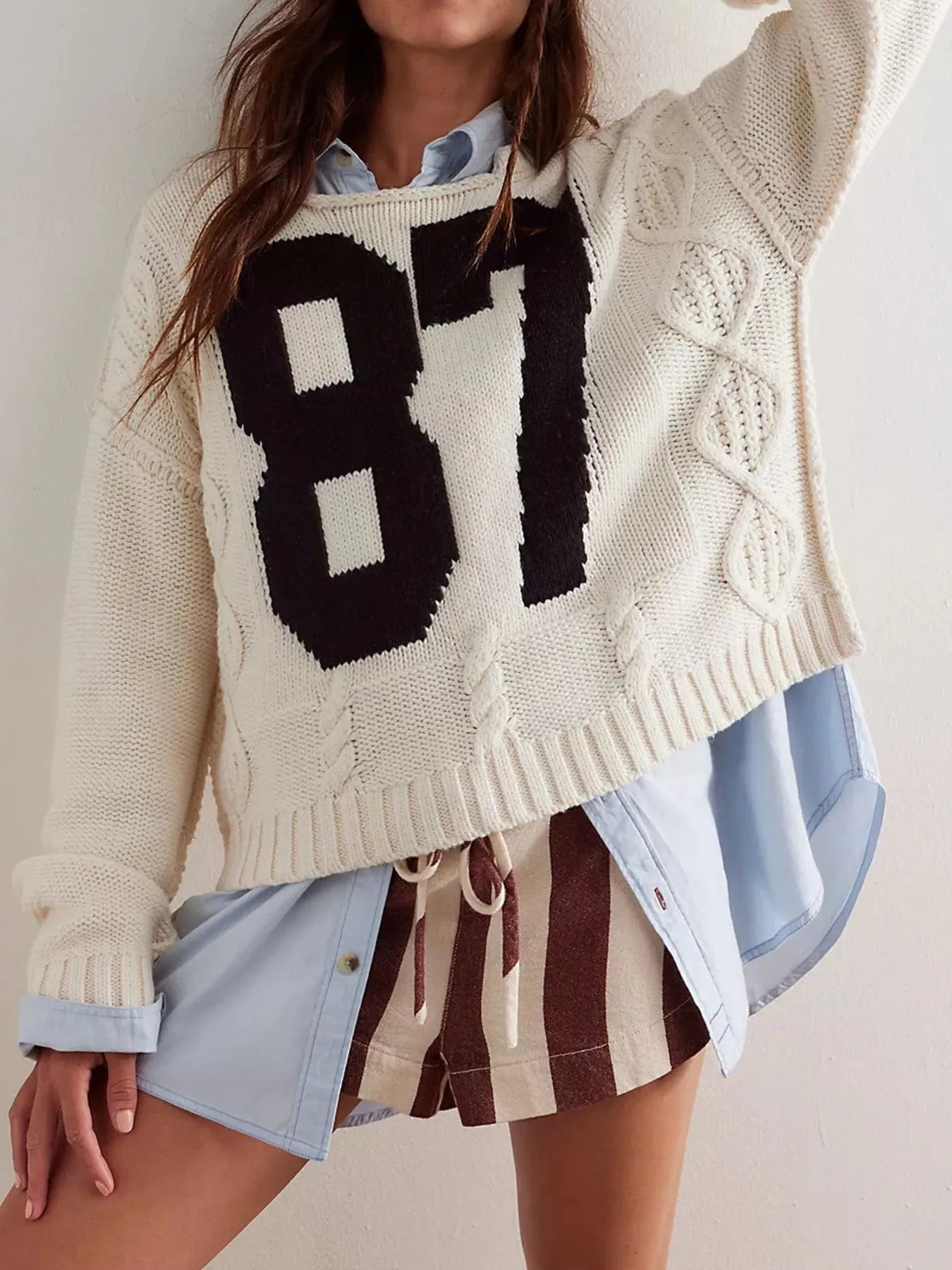 Number 81 Oversized Cable Knit Sweater – tooStylish